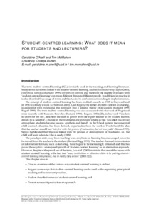 Student-centred learning: What does it mean for students and lecturers ...